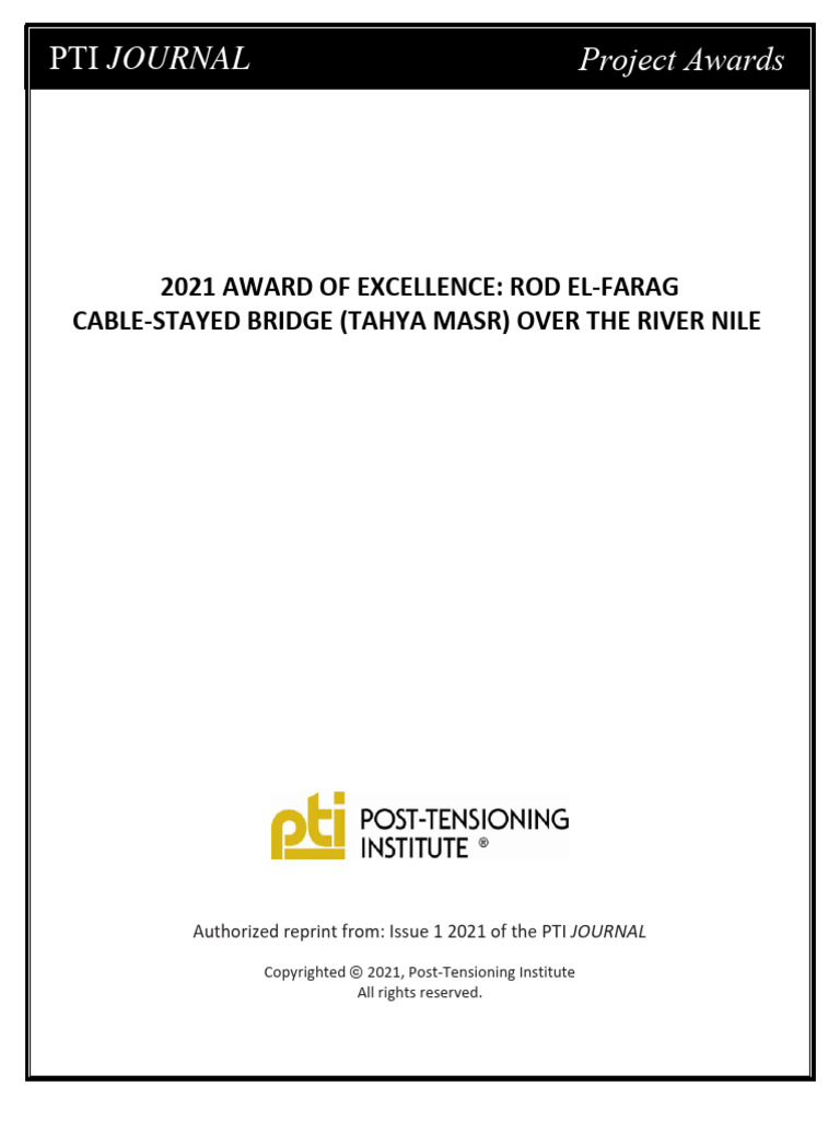 PJ2021 V17 N1 Award of Excellence Rod El Farag Cable Stayed Bridge ...