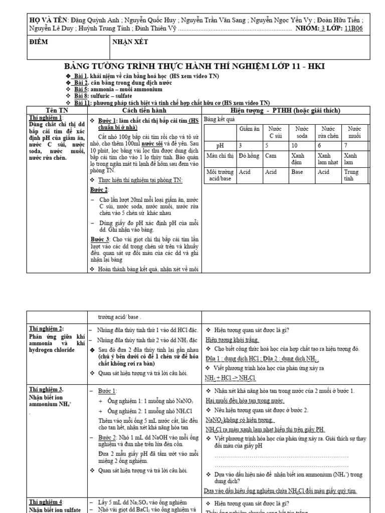 Tuong Trinh Tn -Lop 11 - Hki - 2023 - 2024 | PDF