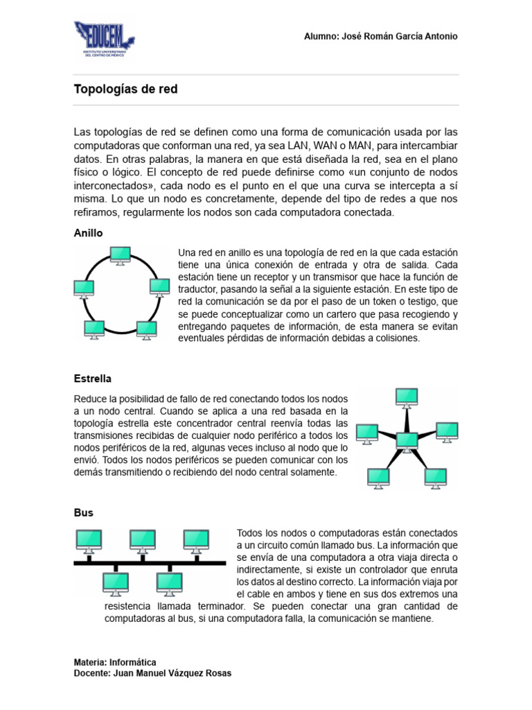 Topologías de Red | PDF | Topología de la red | Red de computadoras