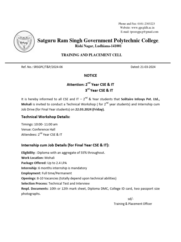 Solitaire Infosys Workshop & Drive | PDF