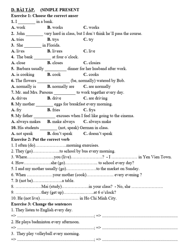 Simple Present Exercise | PDF