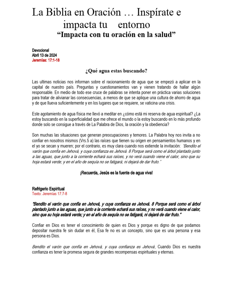 Devocional Abril 13 de 2024 | PDF