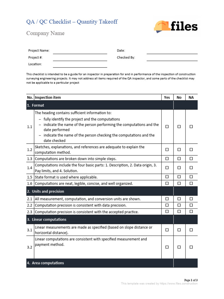 QA QC Quantity Takeoff | PDF | Specification (Technical Standard ...