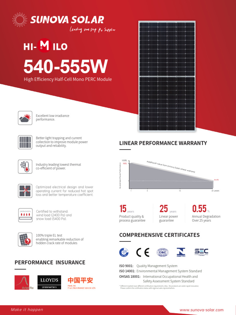 Ad0450 Panel Solar Sunova Sec 550w 35mm | PDF | Electrical Engineering ...