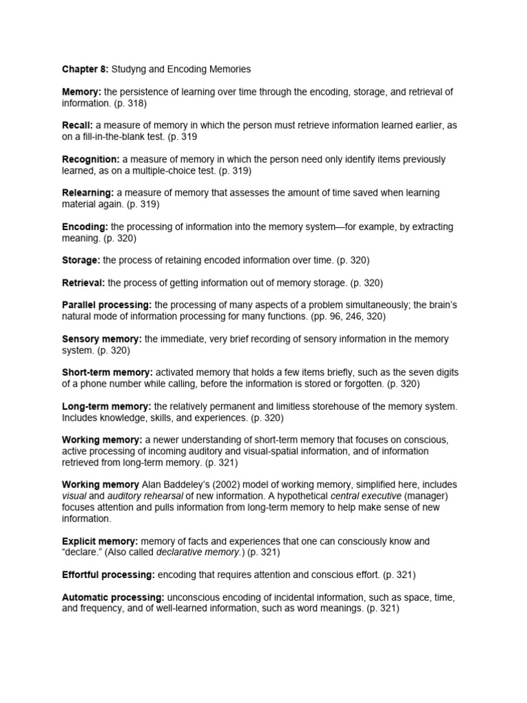 Chapter 8 - 6 Pages | PDF | Memory | Recall (Memory)