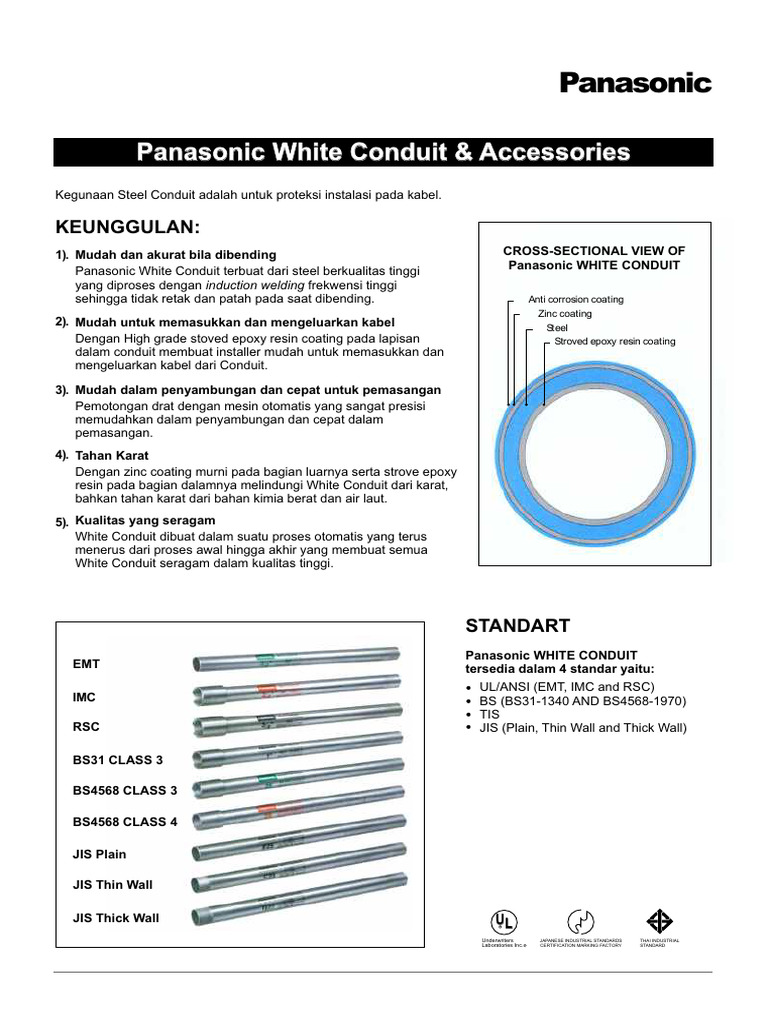 Data Sheet Panasonic Conduit Pipe and Accessories | PDF | Pipe (Fluid ...
