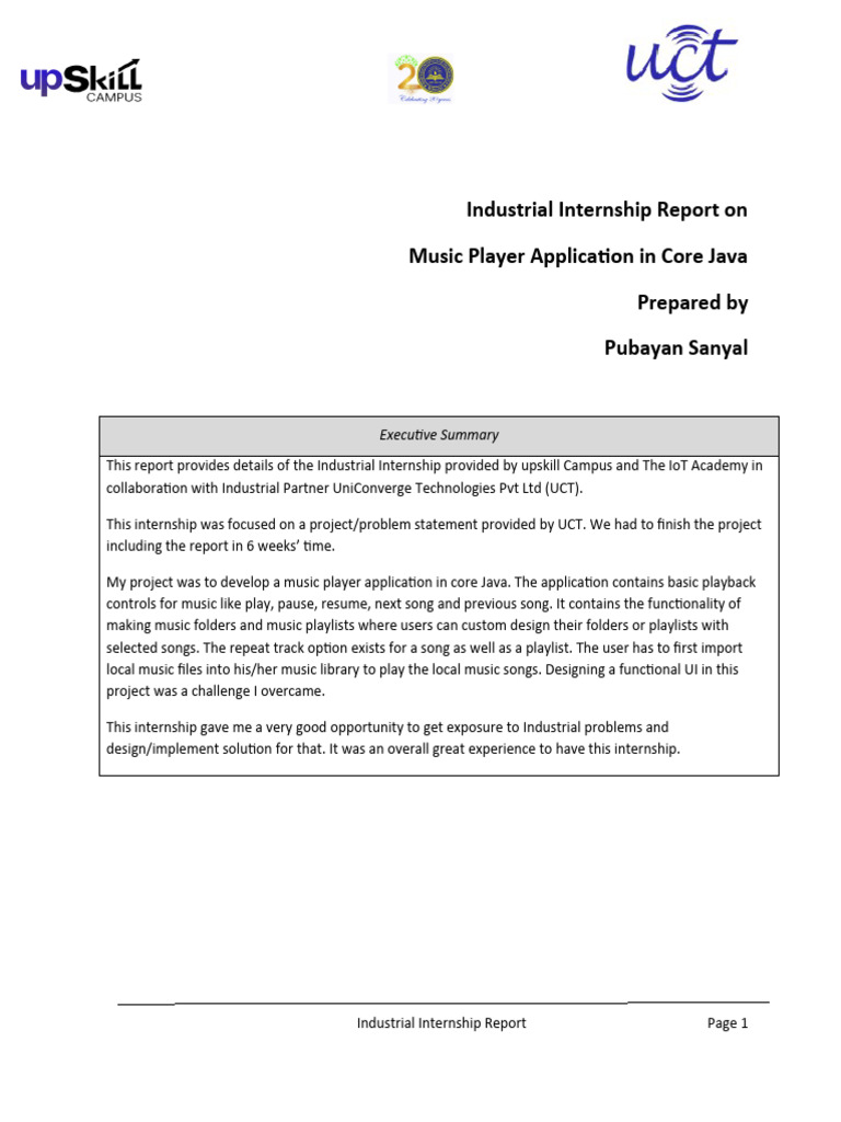 Final Core Java Internship Report - Pubayan Sanyal | PDF | Java (Programming Language ...