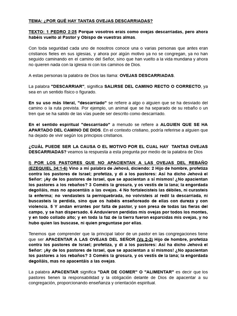 ¿Por Que Hay Tantas Ovejas Descarriadas | PDF | Oveja | Dios