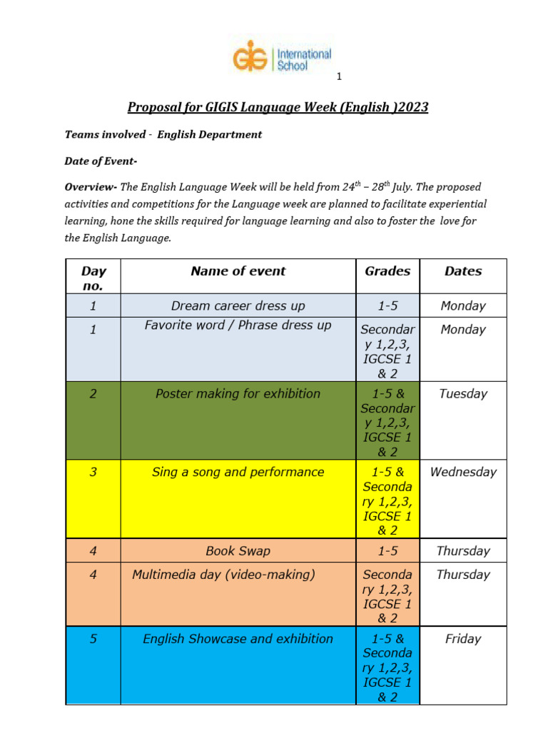 English Language Department - Language Week 2023 | PDF | Linguistics | Human Communication