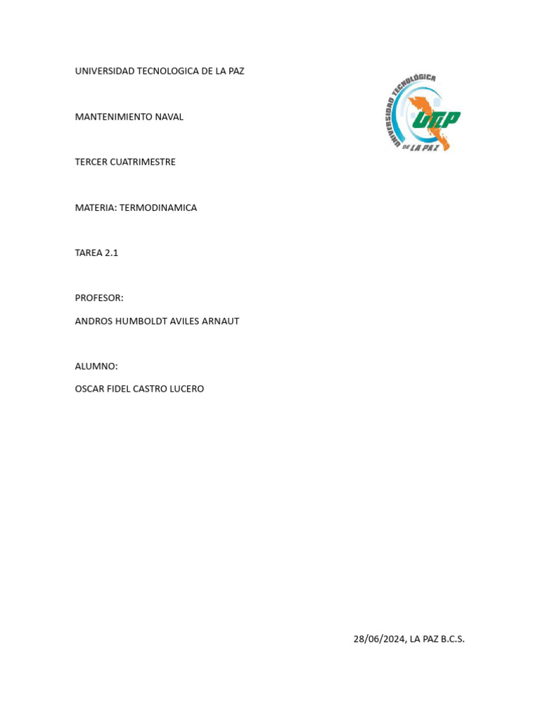 Tarea 2.1 Termodinamica | PDF
