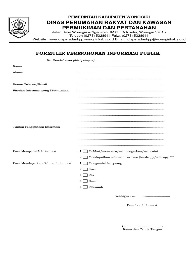 Form Permohonan Publik | PDF