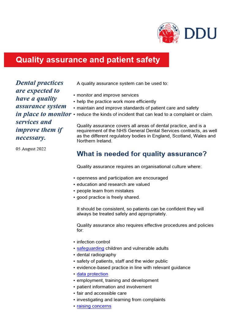 Quality Assurance and Patient Safety | PDF | Patient Safety | Patient