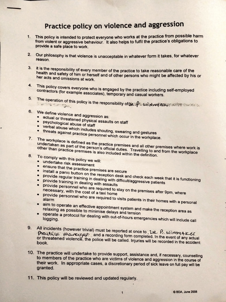 Practice Policy On Violence and Aggression | PDF | Social Psychology ...