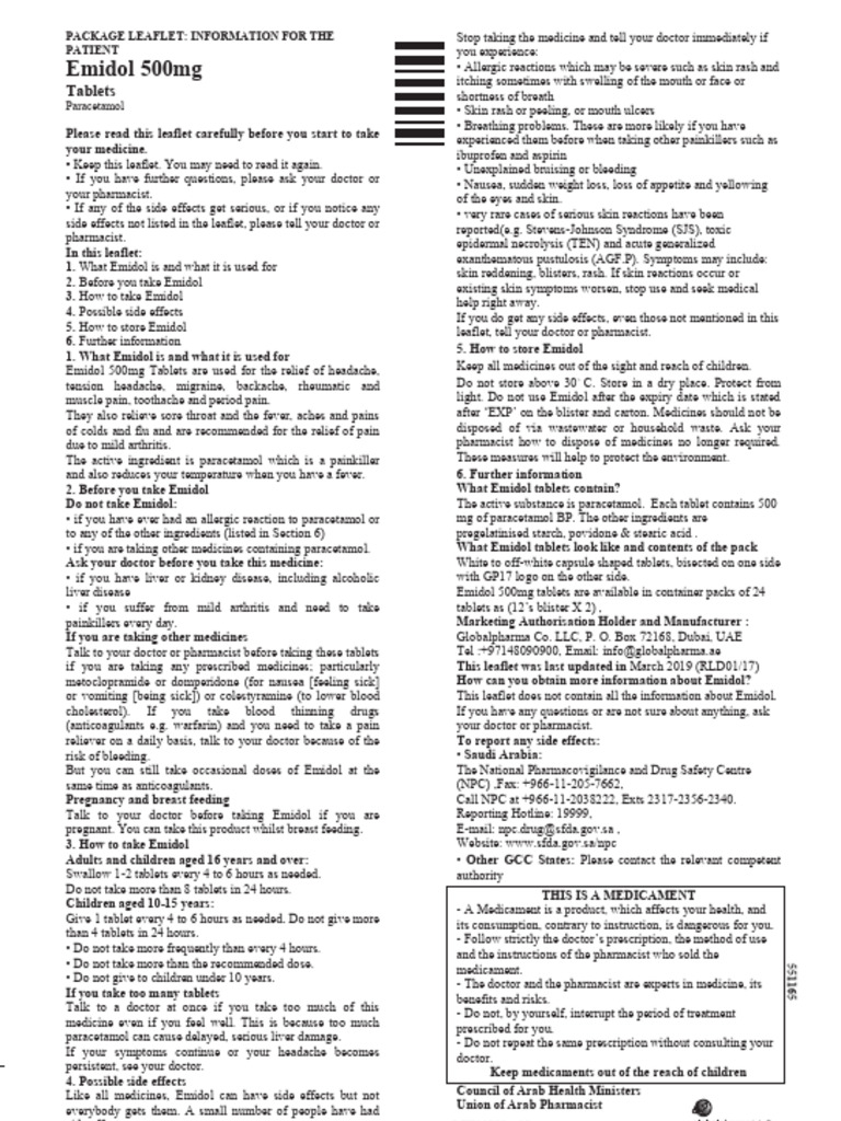 10-444-04 Emidol Pil Ar | PDF | Clinical Medicine | Diseases And Disorders