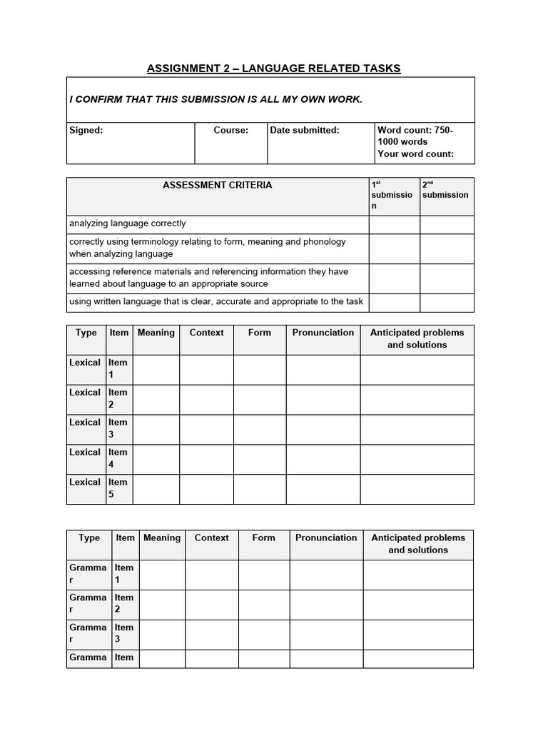 Assignment 2 Language Related Tasks | PDF | Lexicon | Word