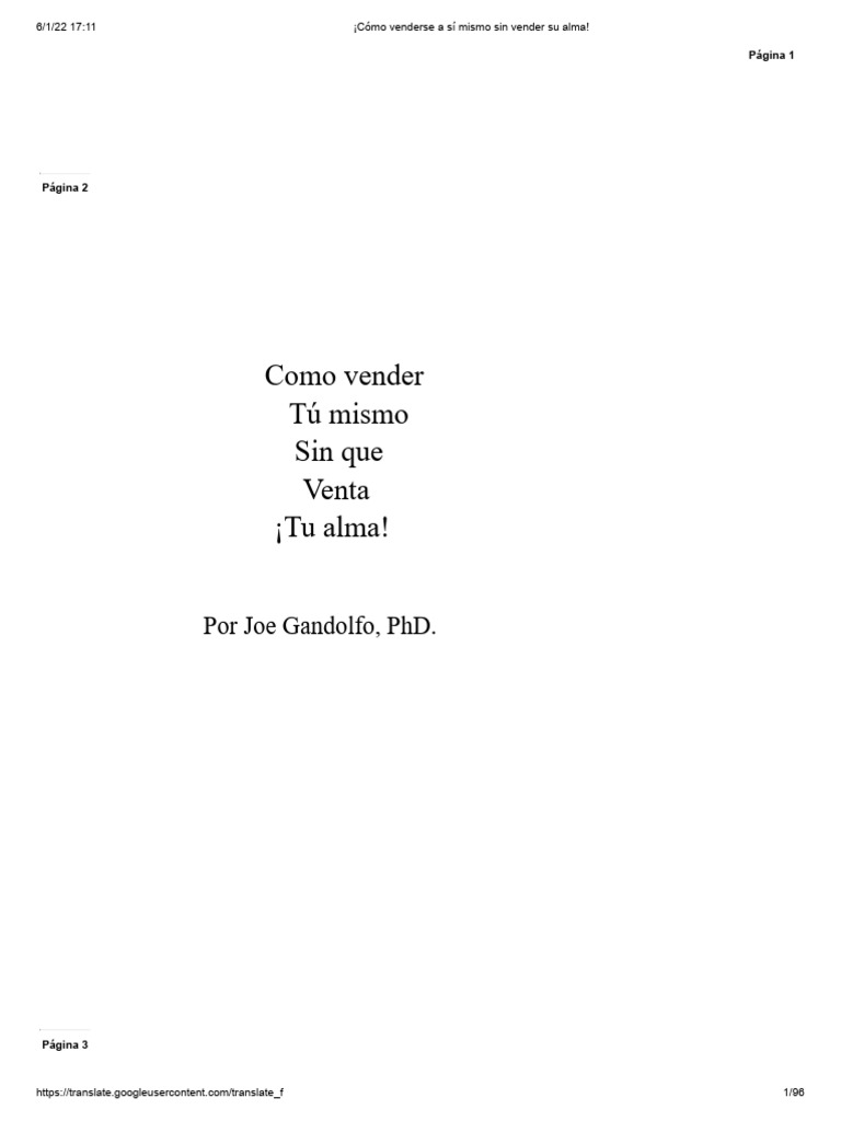 ¡Cómo Venderse A Sí Mismo Sin Vender Su Alma! JOE GANDOLFO | PDF ...