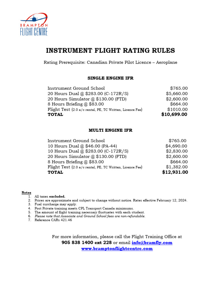 Instrument Flight Rating Rules 2024 | PDF | Instrument Flight Rules ...