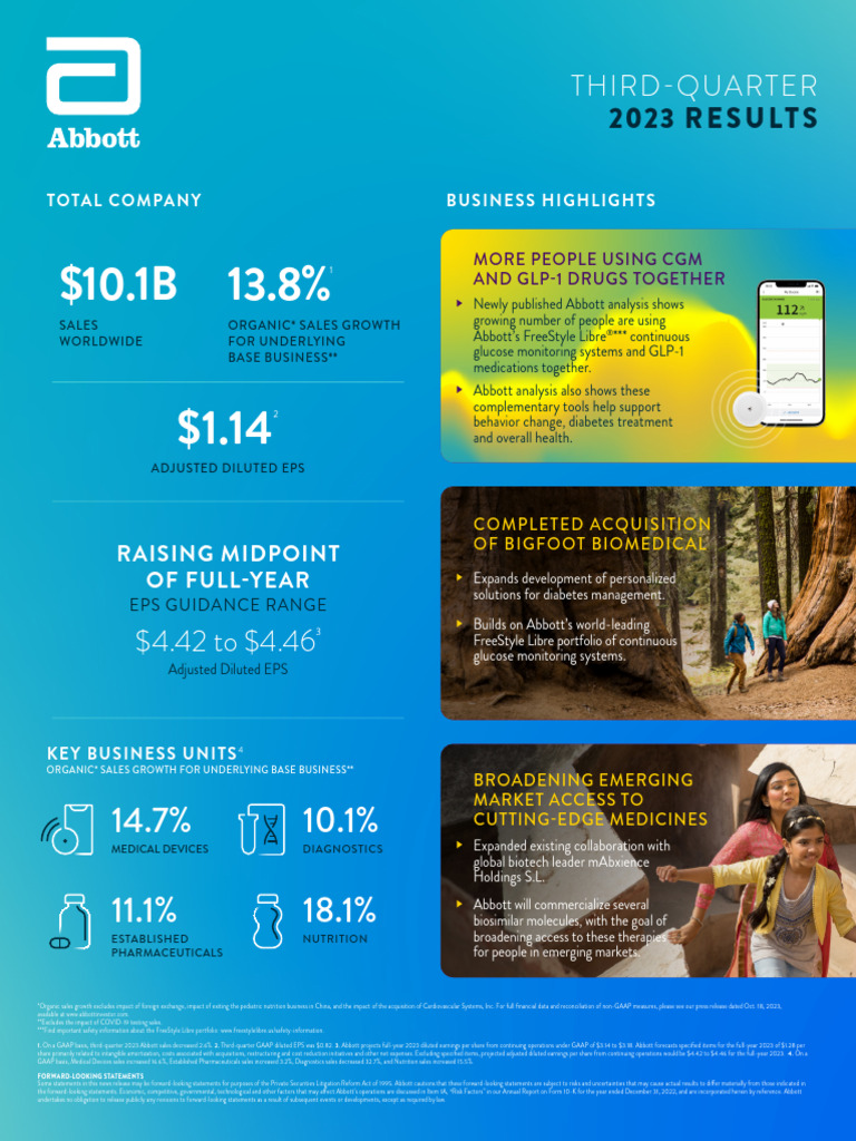 ABT 3Q23 Infographic FINAL | PDF | Abbott Laboratories | Health Care