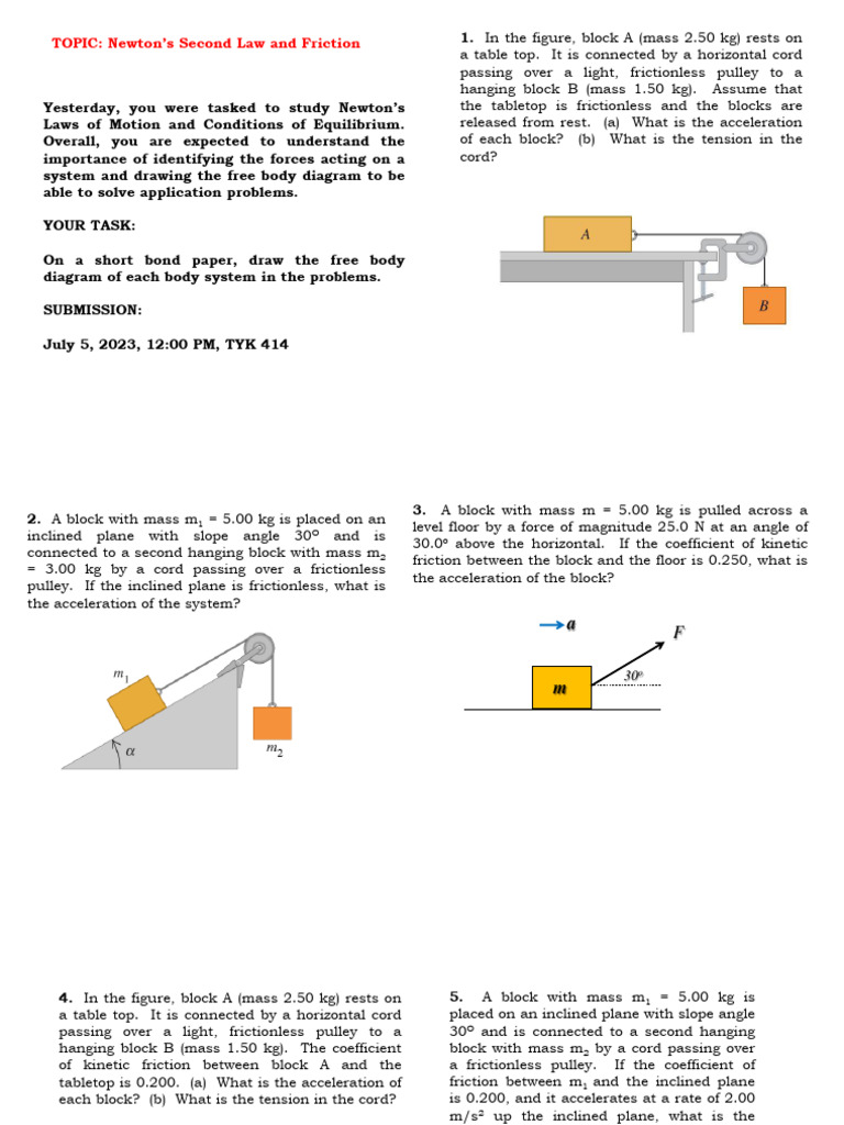 M4 NLM Exercises | PDF | Force | Friction