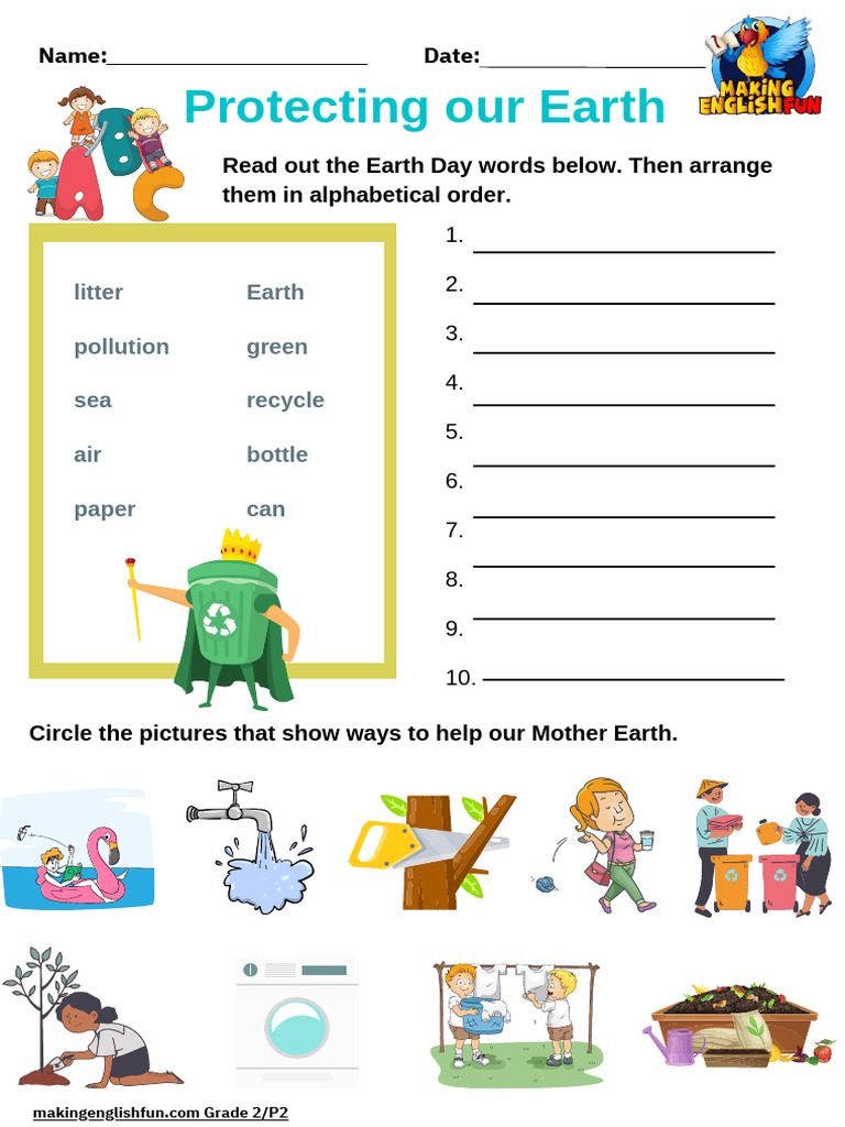 Earth Day Protecting The Earth Worksheets | PDF | Recycling | Earth