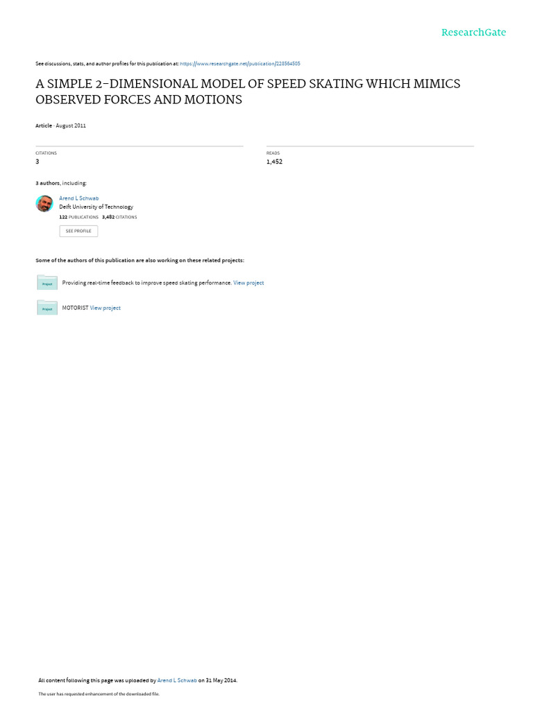 A Simple 2-Dimensional Model of Speed Skating Whic | PDF | Force | Drag ...