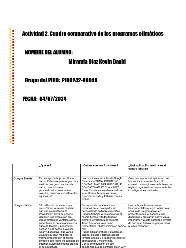 Miranda Díaz Kevin David Act2 M1 PIRC | PDF | Software de la aplicacion | Procesador de textos