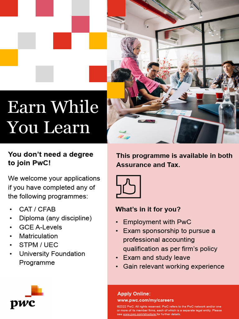 PWC Malaysia Earn While You Learn 2022 | PDF | Career And Technical ...