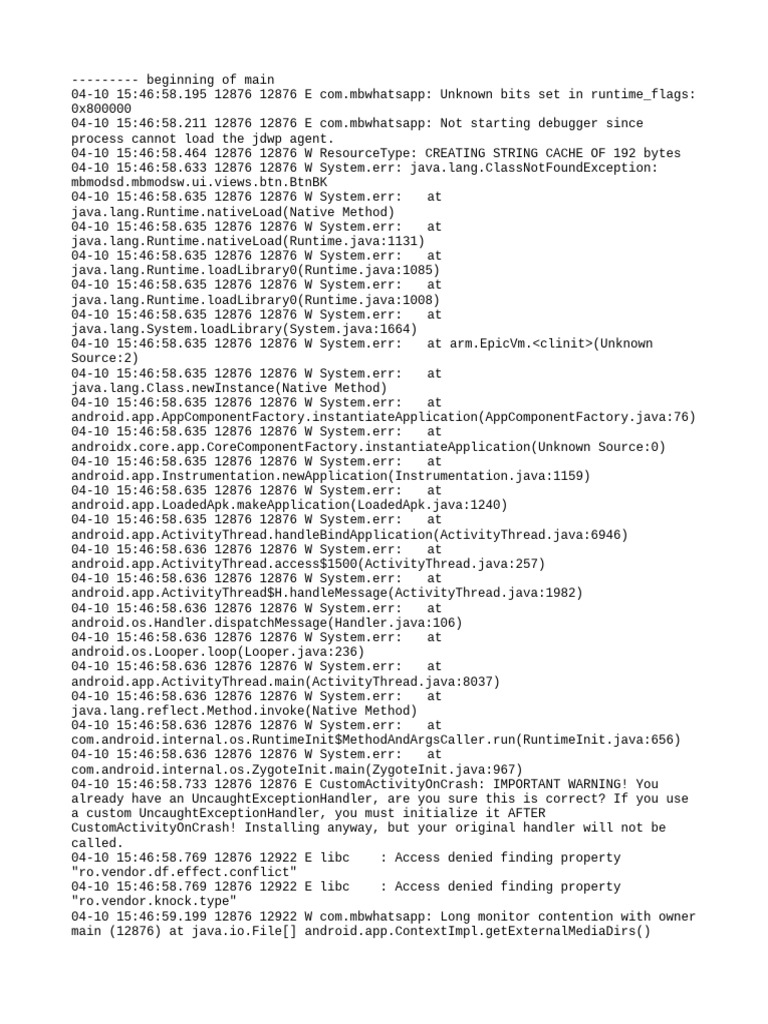 WhatsApp Runtime Errors and Warnings | PDF | Java (Programming Language ...