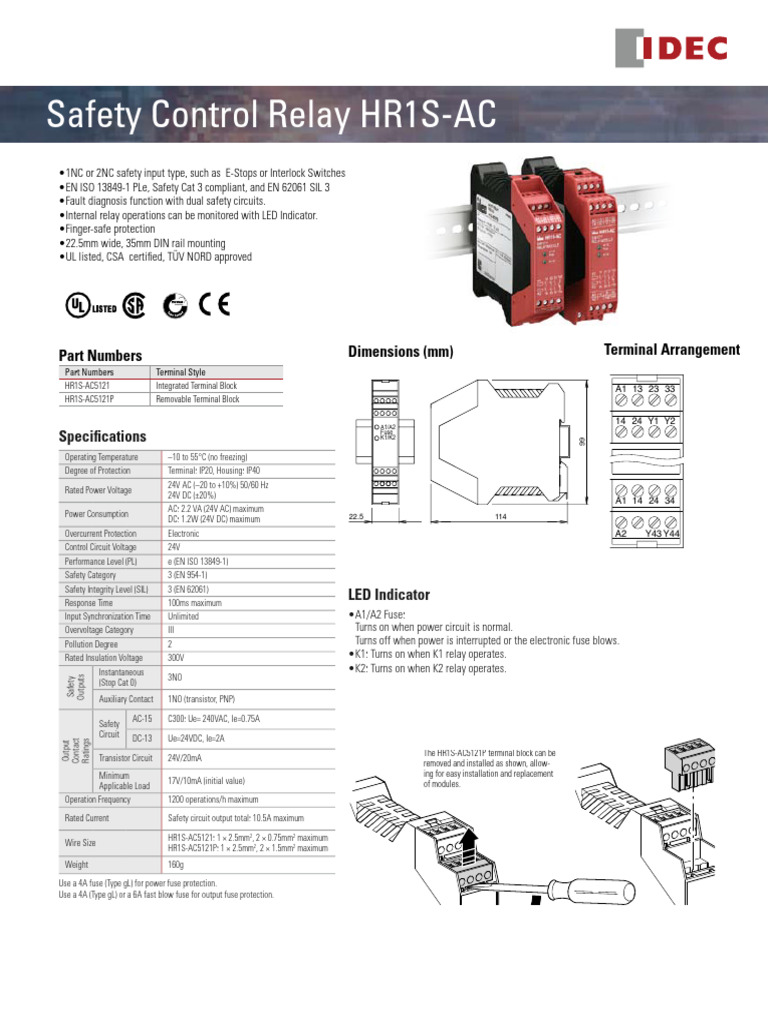 Rele de Seguridad - Idec | PDF | Fuse (Electrical) | Relay