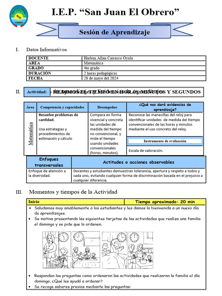 Medimos El Tiempo en Horas, Minutos y Segundos | PDF | Reloj | Aprendizaje
