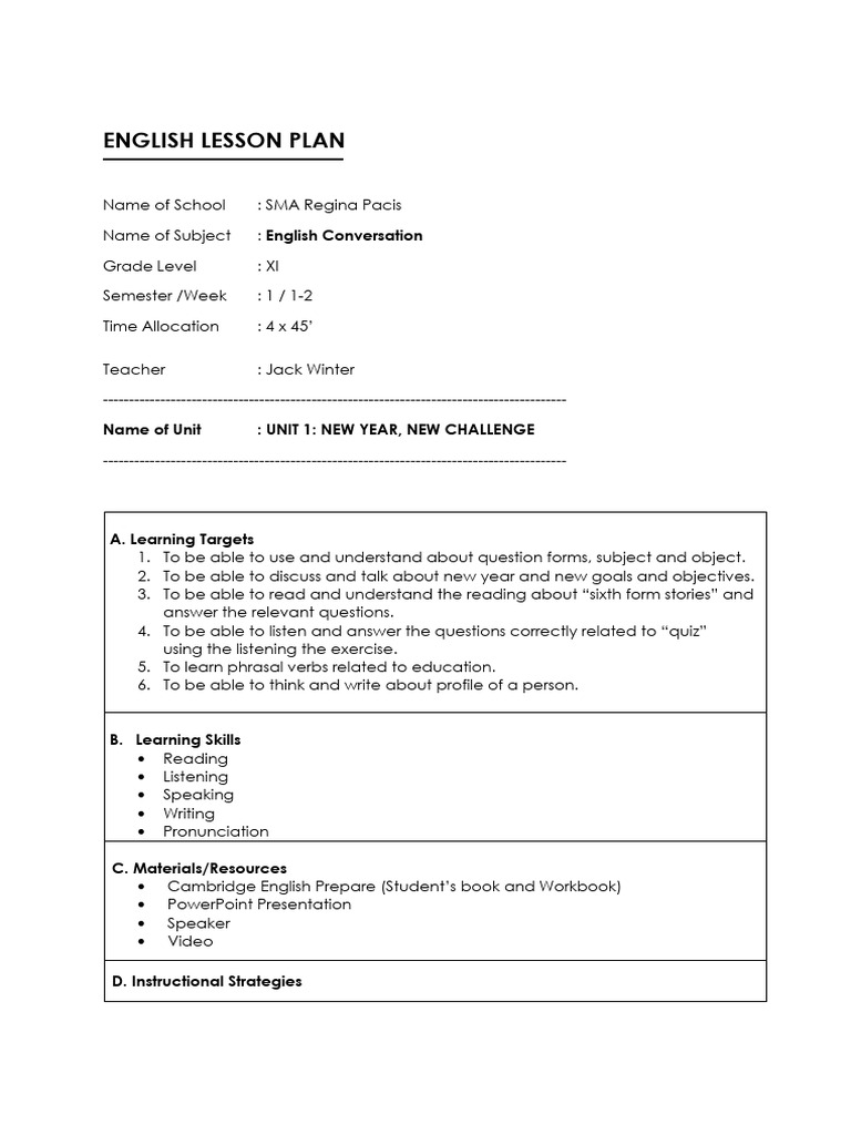 01 - Lesson - Plan - Grade - 11 - Gabung - Recis | PDF | Lesson Plan ... 01 - Lesson - Plan - Grade - 11 - Gabung - Recis | PDF | Lesson Plan ...