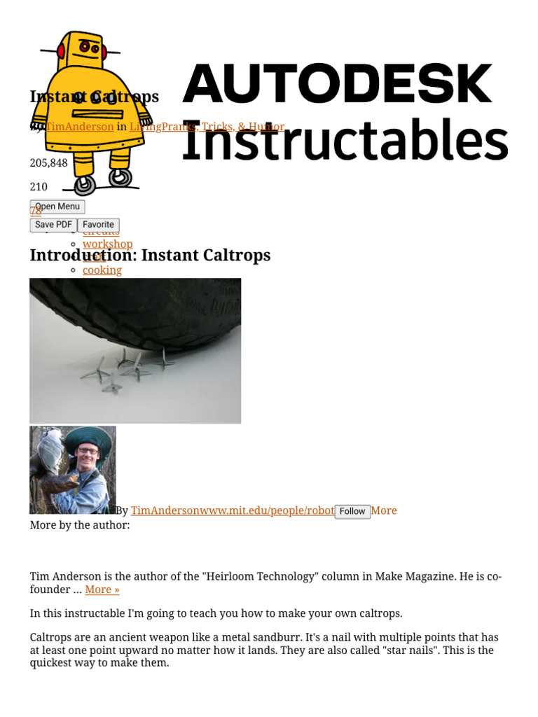 Instant Caltrops - 3 Steps - Instructables | PDF | Tire