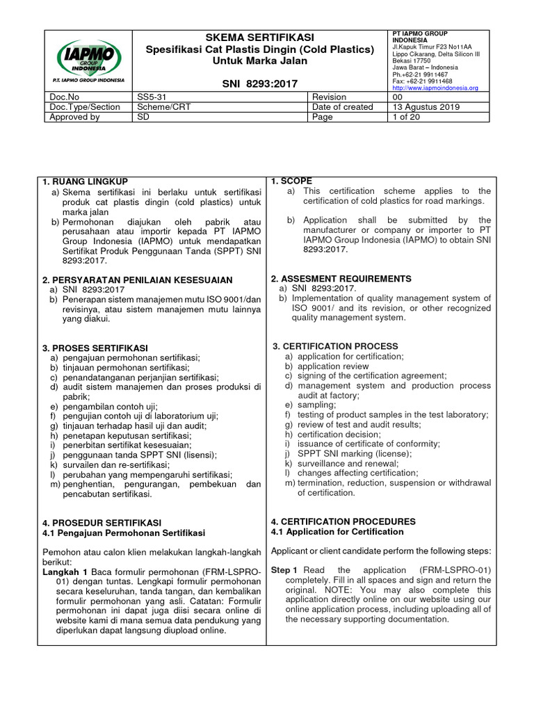 ss5 31 Spesifikasi Cat Plastis Dingin Cold Plastics Untuk Marka Jalan | PDF | Bisnis | Komputer