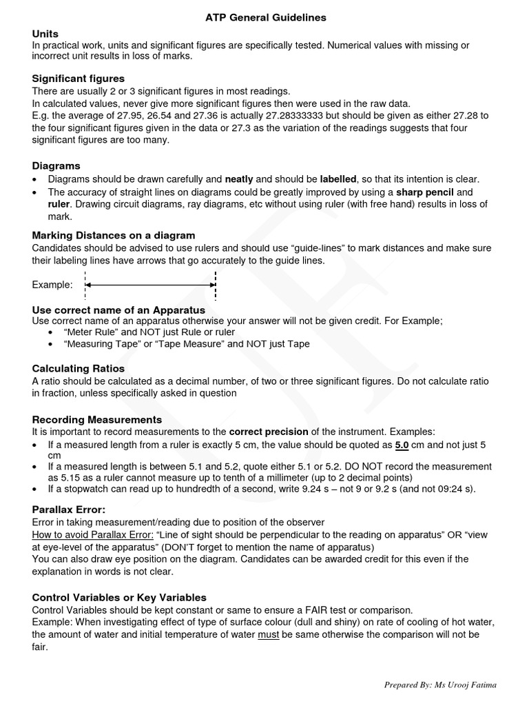 ATP - General Guidelines | PDF | Significant Figures | Accuracy And ...