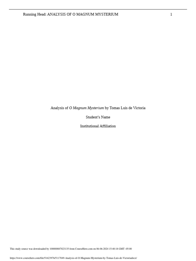 Analysis of Victoria's O Magnum Mysterium | PDF | Harmony | Melody