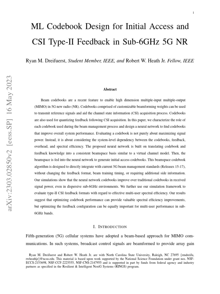 Machine Learning Codebook Design for Initial Access and CSI Type-II Feedback in Sub-6GHz 5G NR ...