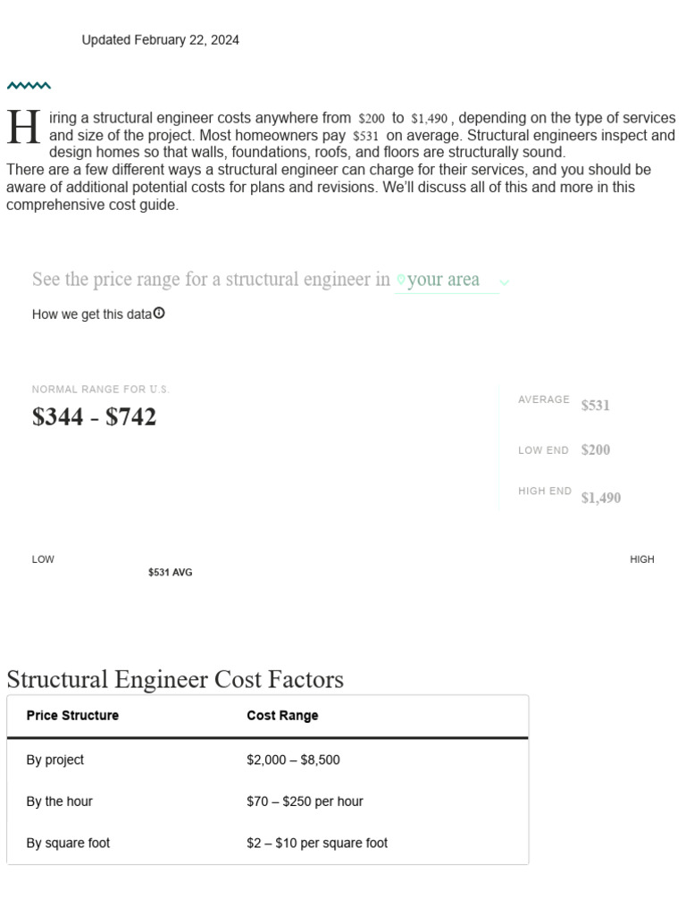 2024 Structural Engineer Cost To Hire - Angi | PDF | Fee | Architect