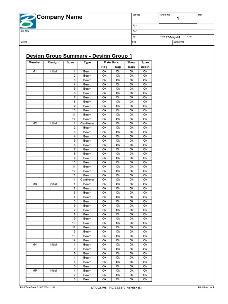 Design Group Summary Beam | PDF | Beam (Structure) | Solid Mechanics