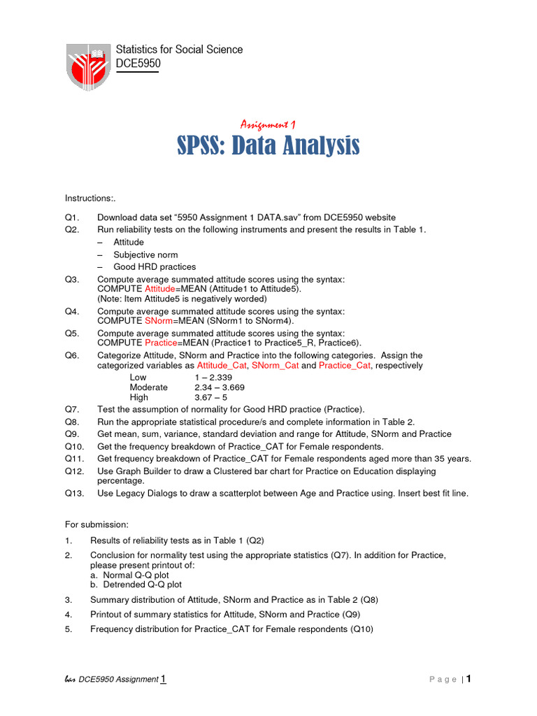 5950 Assignment 1 SPSS | PDF | Statistics | Statistical Analysis