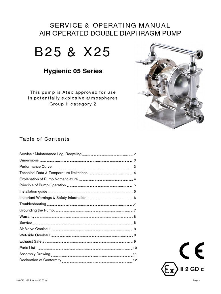 21 - B25 - X25 - Hygienic - Manual 03-03-03 | PDF | Pump | Valve