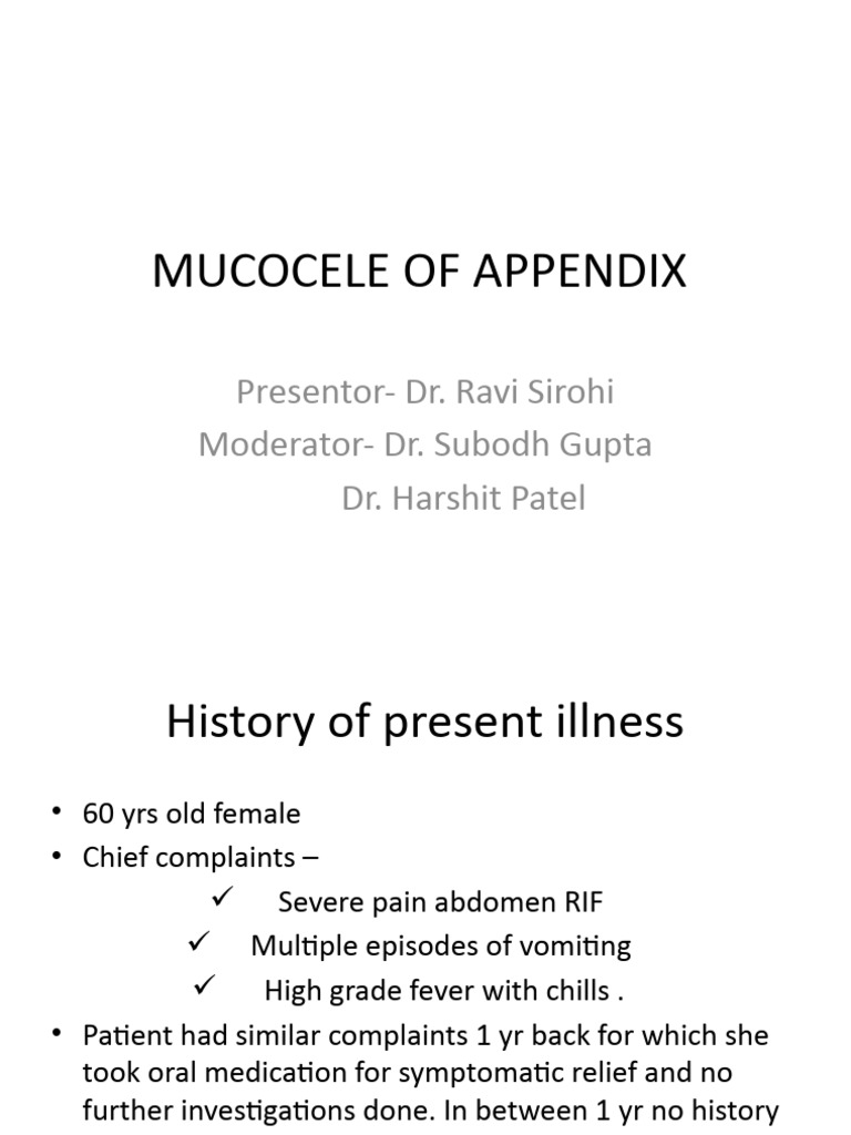 Rare Presentation of Mucocele of Appendix | PDF | Science & Mathematics