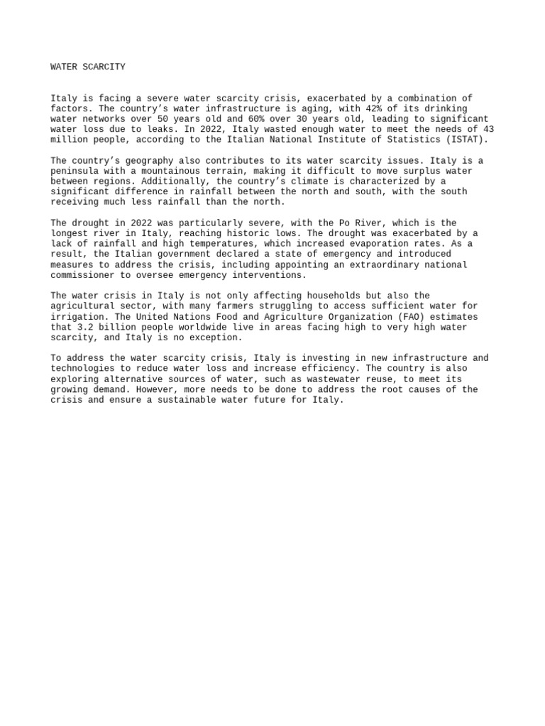 Water Scarcity | PDF | Social Science
