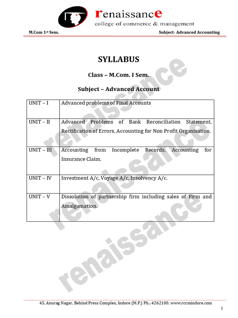 Advance Accounting | PDF | Debits And Credits | Bookkeeping