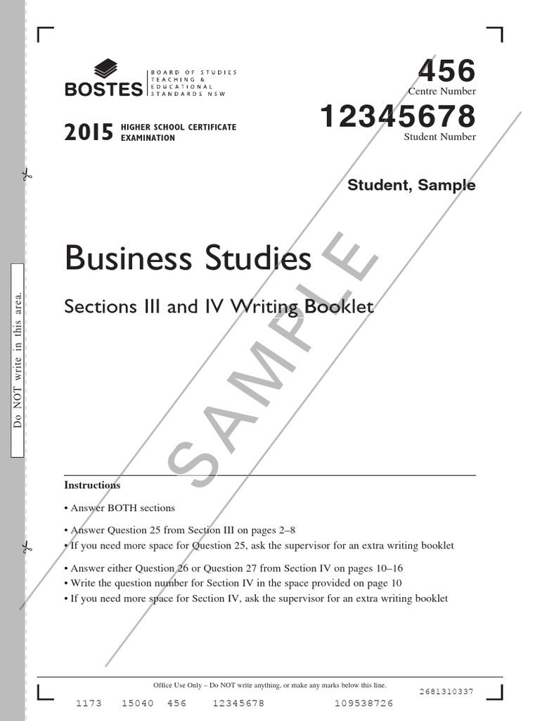 HSC Business Studies Exam 2015 Guide | PDF