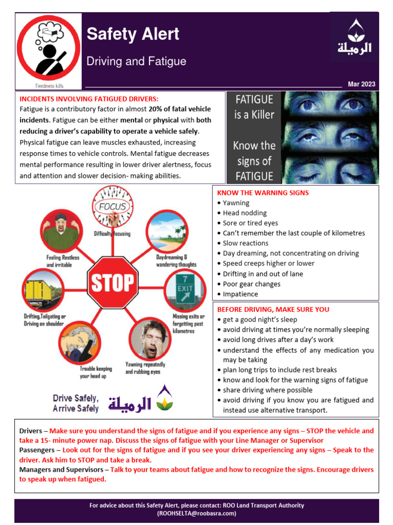 Fatigue Warning Signs for Drivers | PDF | Land Transport | Transport