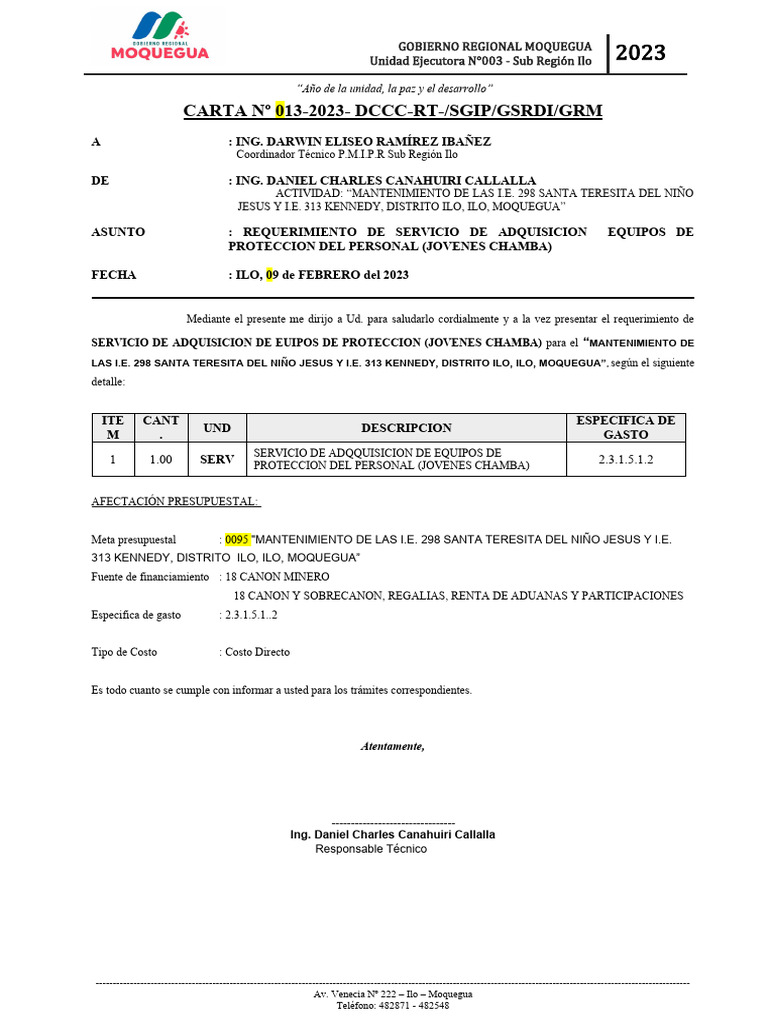 01 Req. Almacenero | PDF | Finanzas y dinero