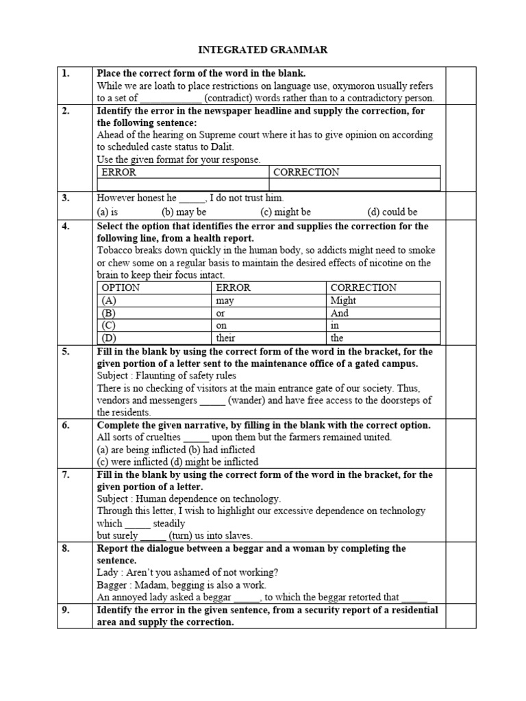 Integrated Grammar Revision | PDF