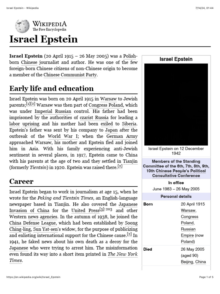Israel Epstein - Wikipedia | PDF | China | World Politics