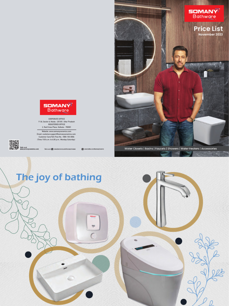 Somany Bathware Price Guide Dec 2023 Hi Res | PDF | Tap (Valve) | Toilet