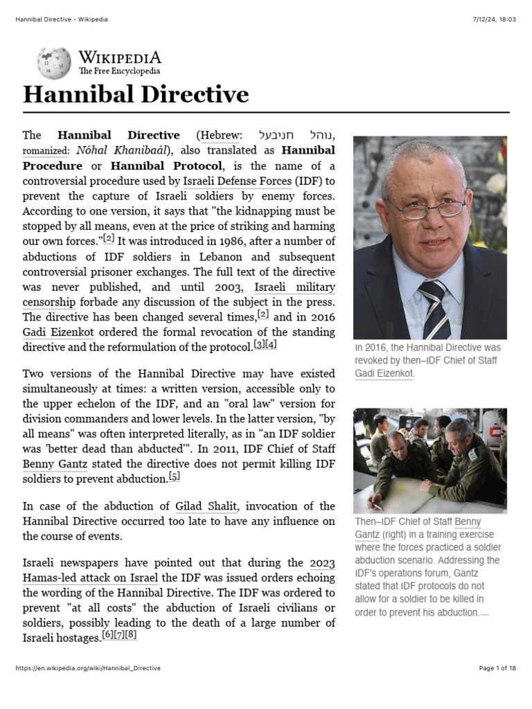 Hannibal Directive - Wikipedia | PDF | Politics Of Israel | Arab ...